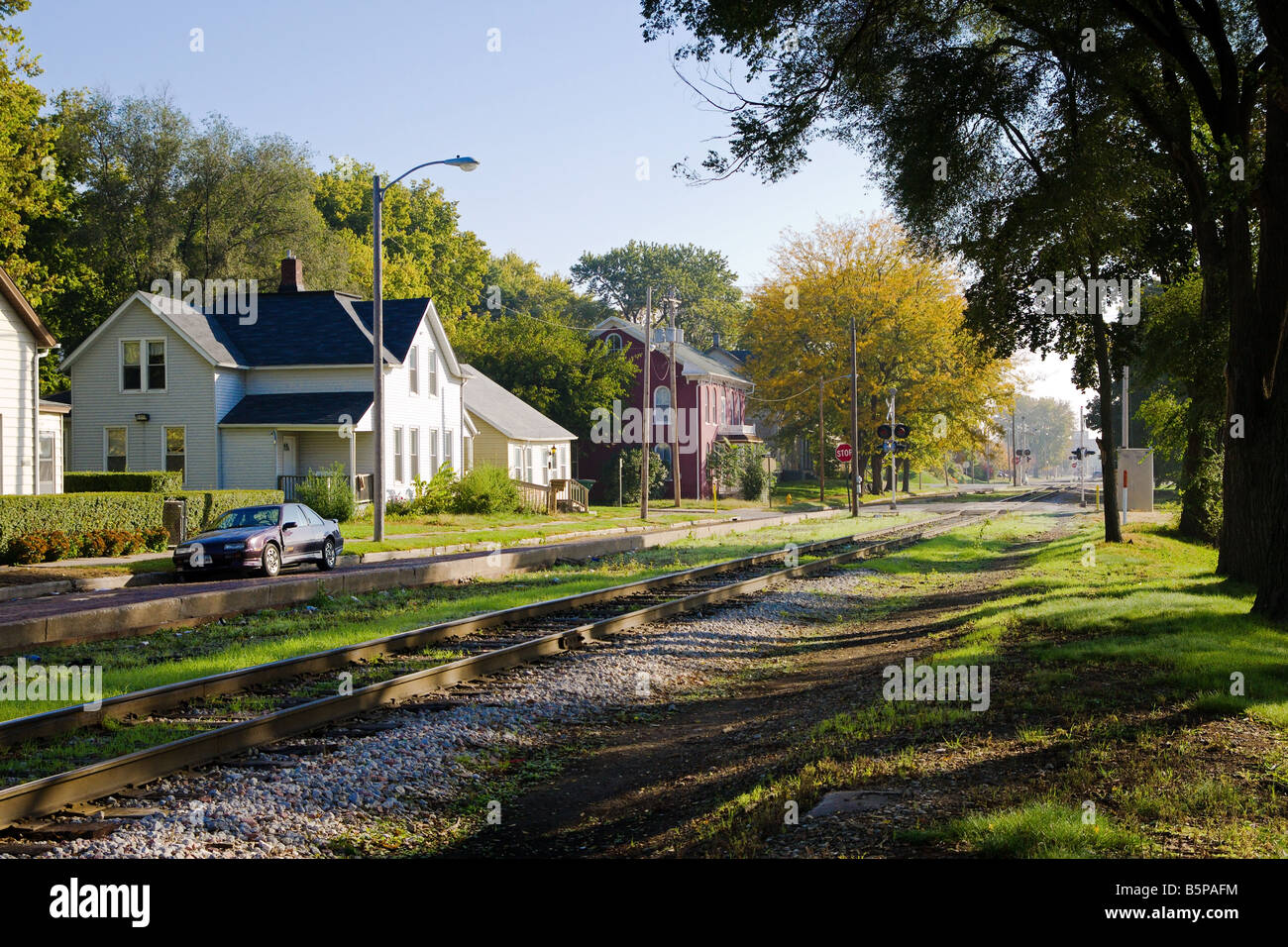 Rail road tracks in Iowa Stock Photo - Alamy