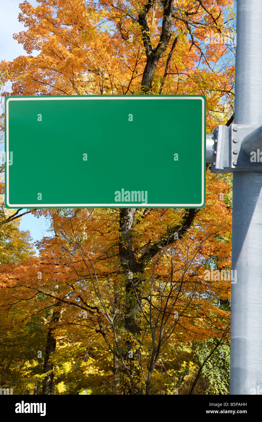 A large blank green traffic sign Stock Photo - Alamy