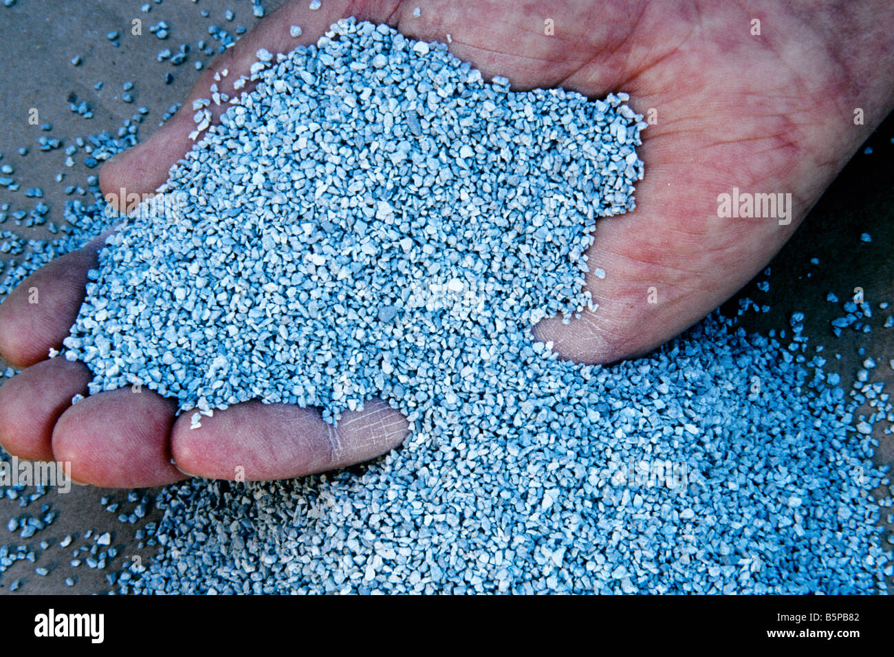 Hand displaying processed 'granular' Bentonite Stock Photo - Alamy