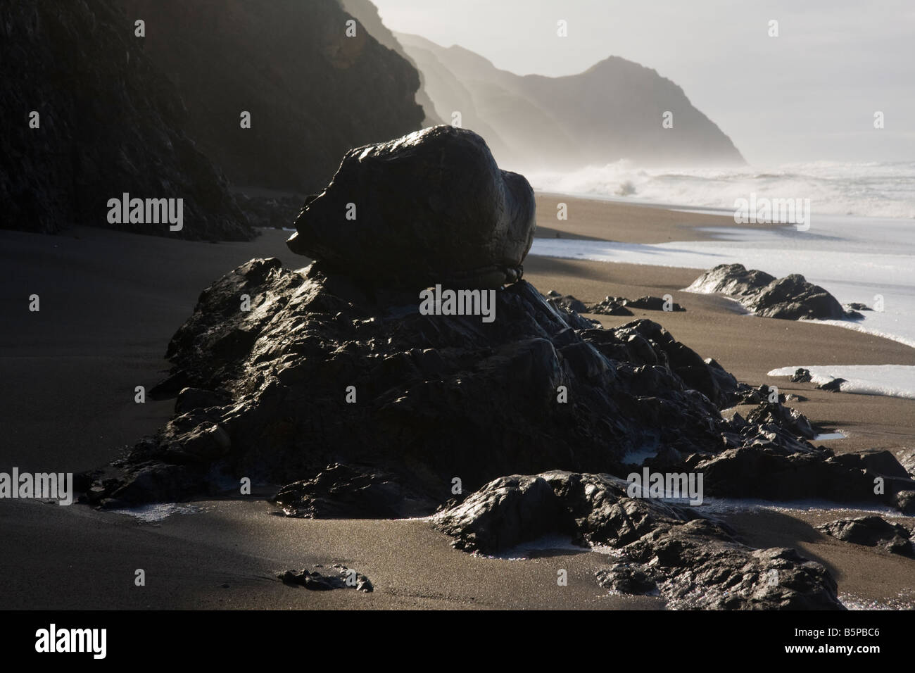 An unusual rock formation carved by water erosion below the steep ...