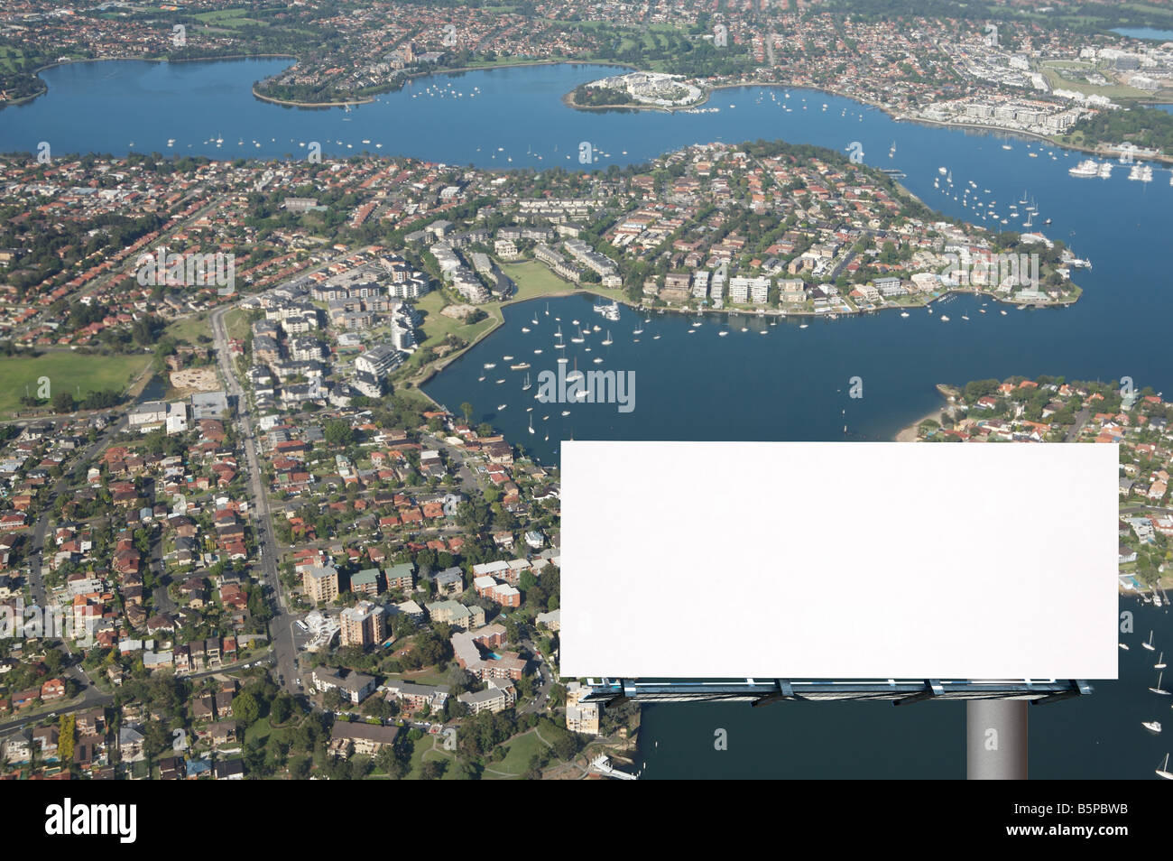 blank large white billboard outdoor, aerial view Stock Photo - Alamy