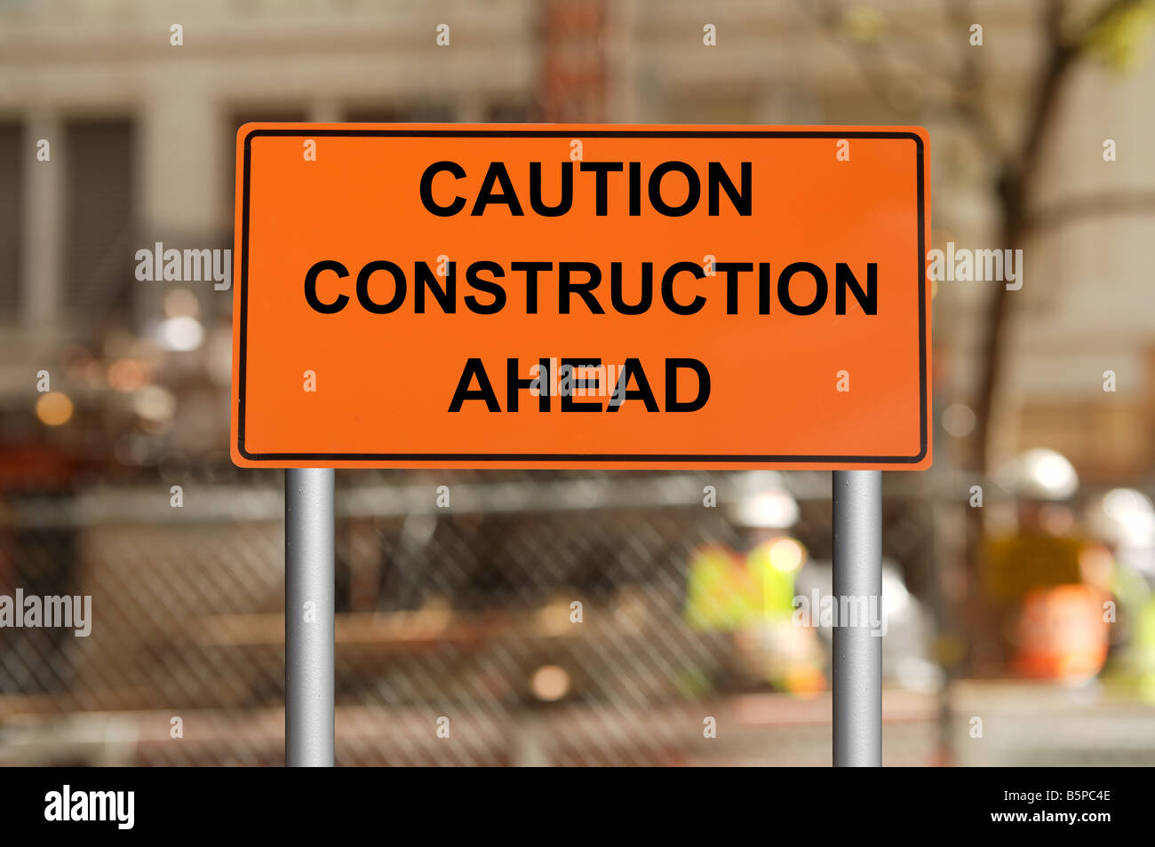 blank rectangle orange construction sign Stock Photo - Alamy