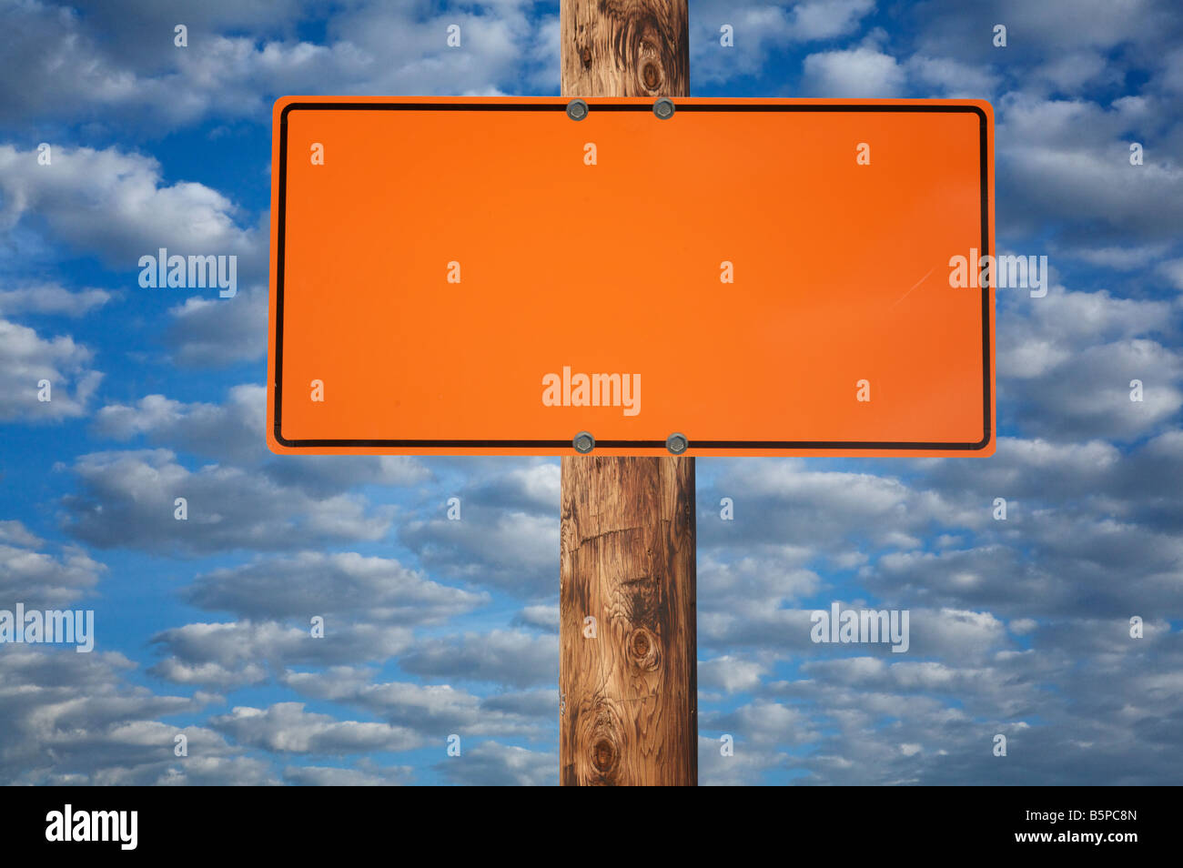 blank rectangle orange construction sign Stock Photo - Alamy