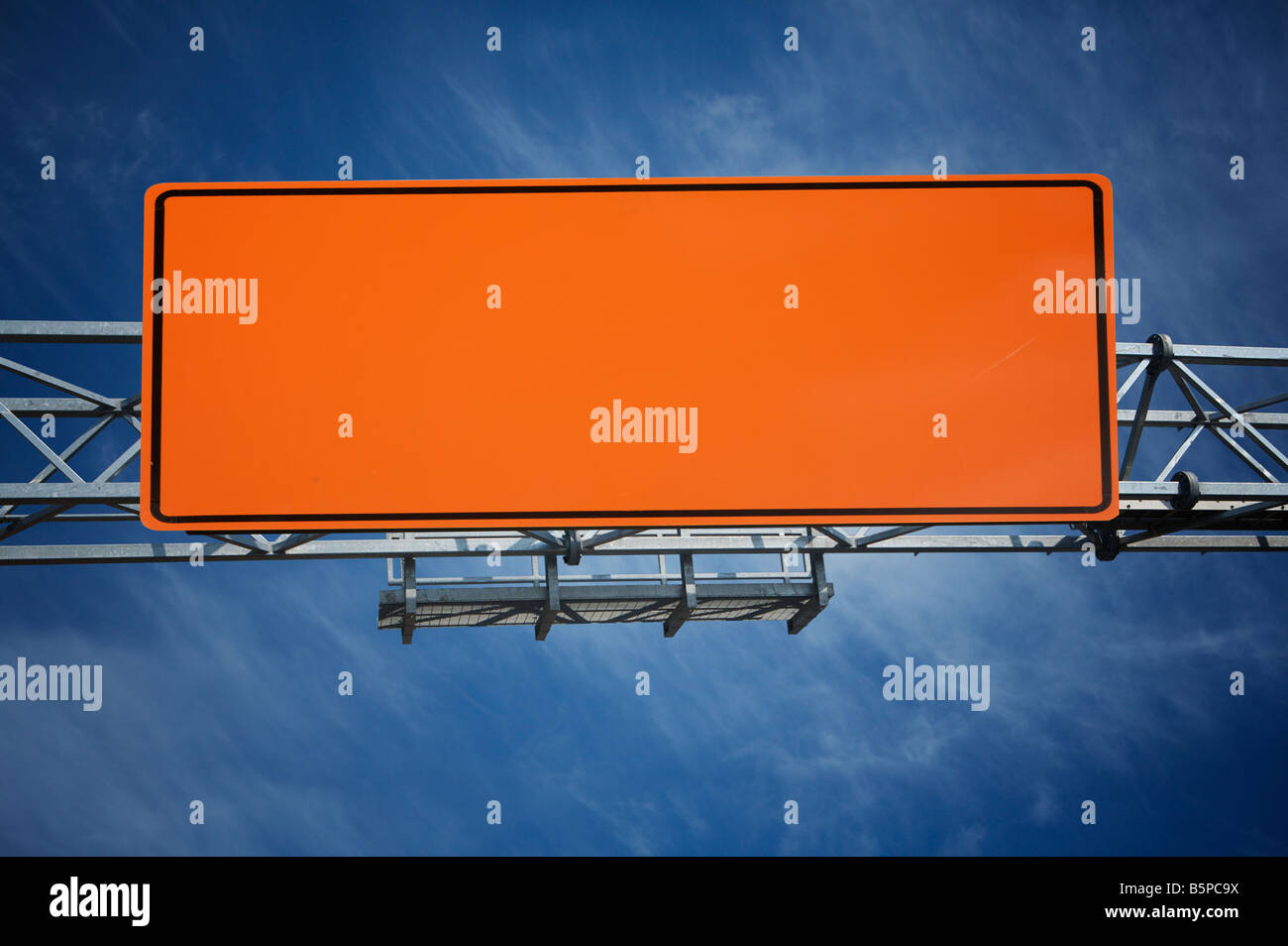 blank rectangle orange construction sign Stock Photo - Alamy