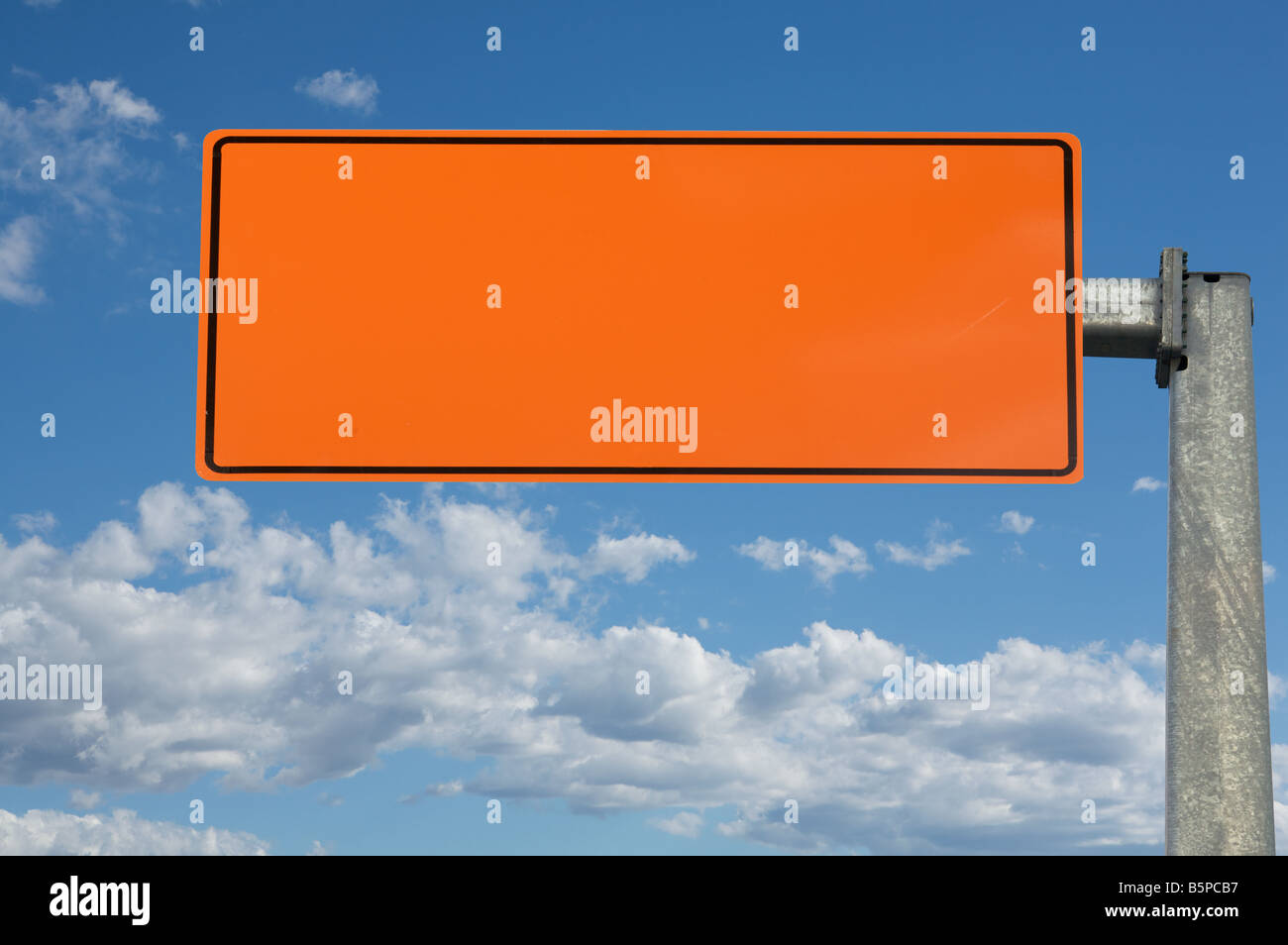 blank rectangle orange construction sign Stock Photo - Alamy