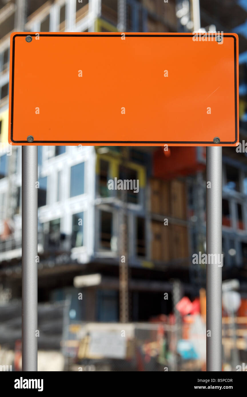 blank rectangle orange construction sign Stock Photo - Alamy