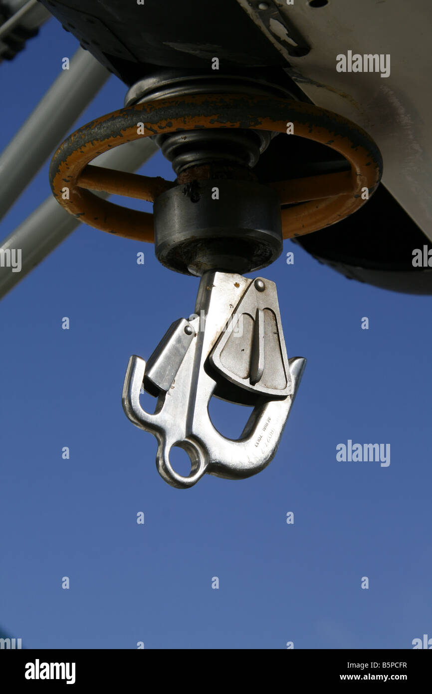 metal winch hook on search rescue helicopter Stock Photo - Alamy