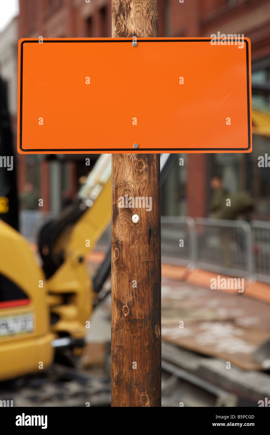 blank rectangle orang construction sign Stock Photo - Alamy