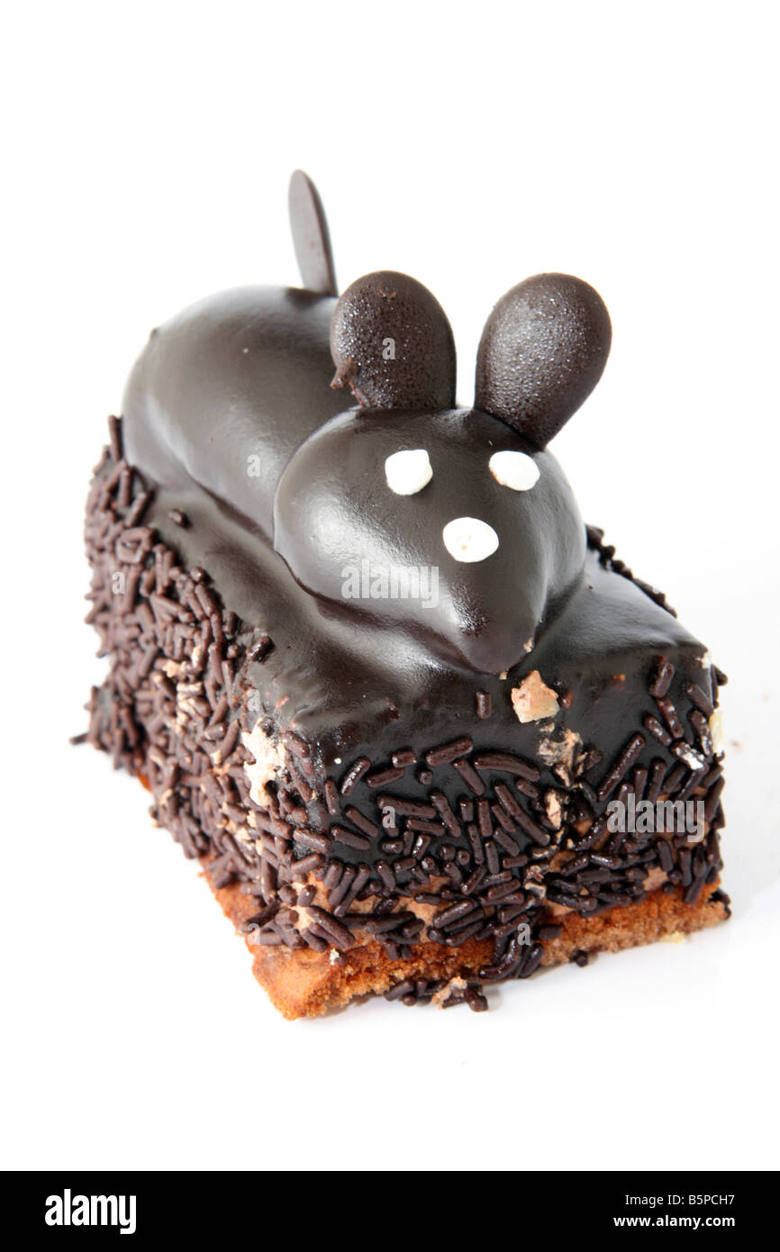 chocolate mouse cream cake isolated on white background Stock Photo - Alamy