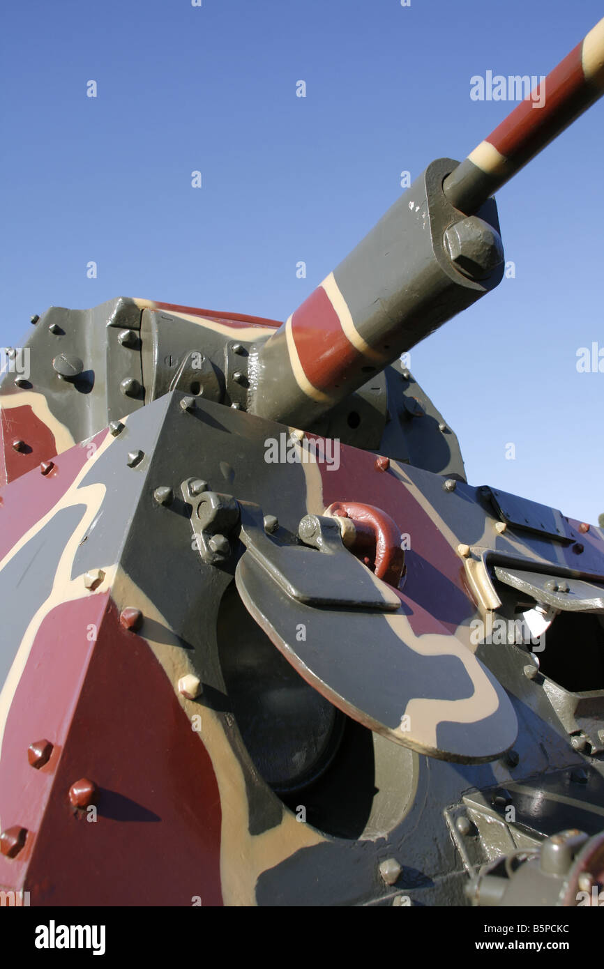 one old style italian military army tank blue sky Stock Photo - Alamy