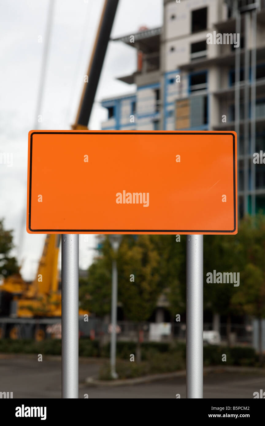 blank rectangle orang construction sign Stock Photo - Alamy