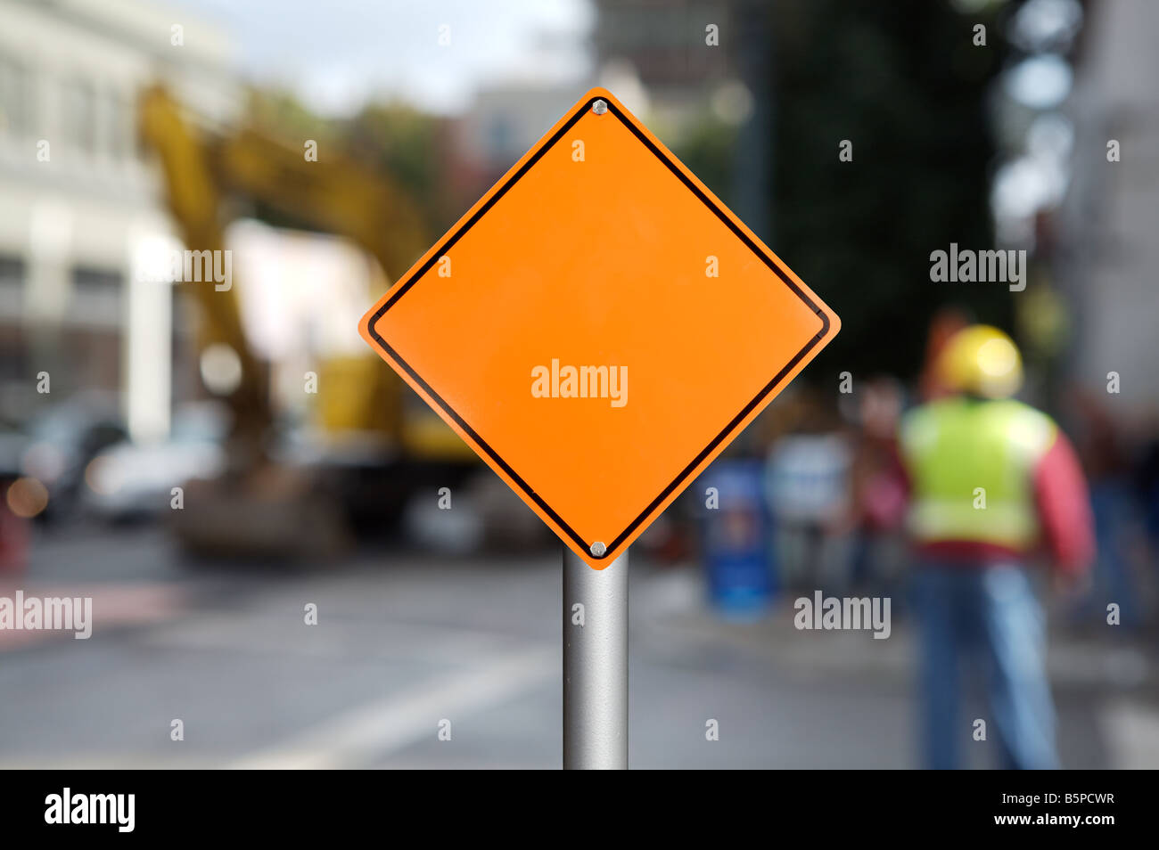 blank orang square traffic sign Stock Photo - Alamy