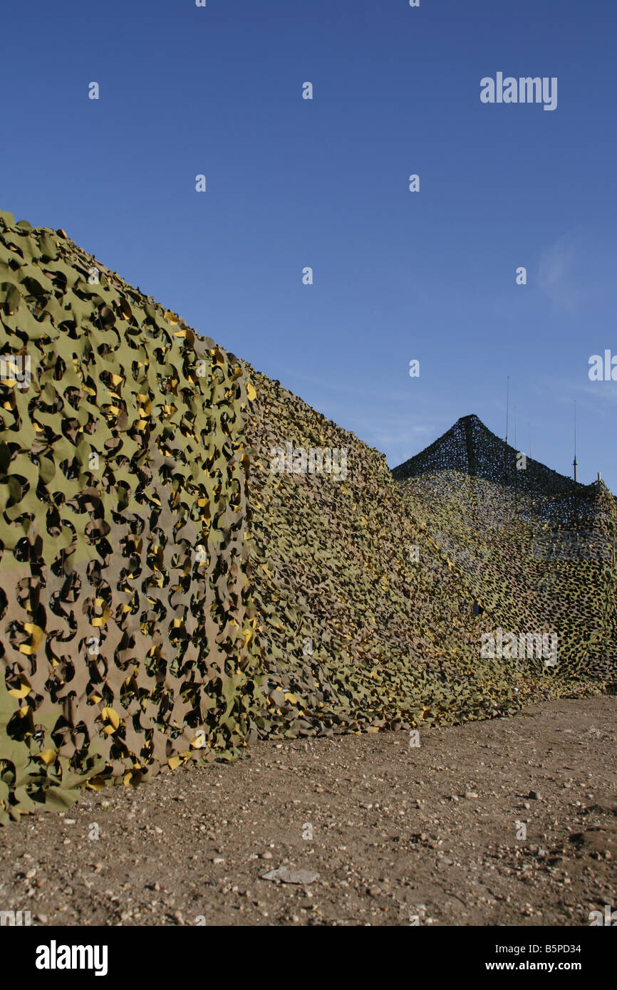 camouflage military army base tent at open day Stock Photo - Alamy