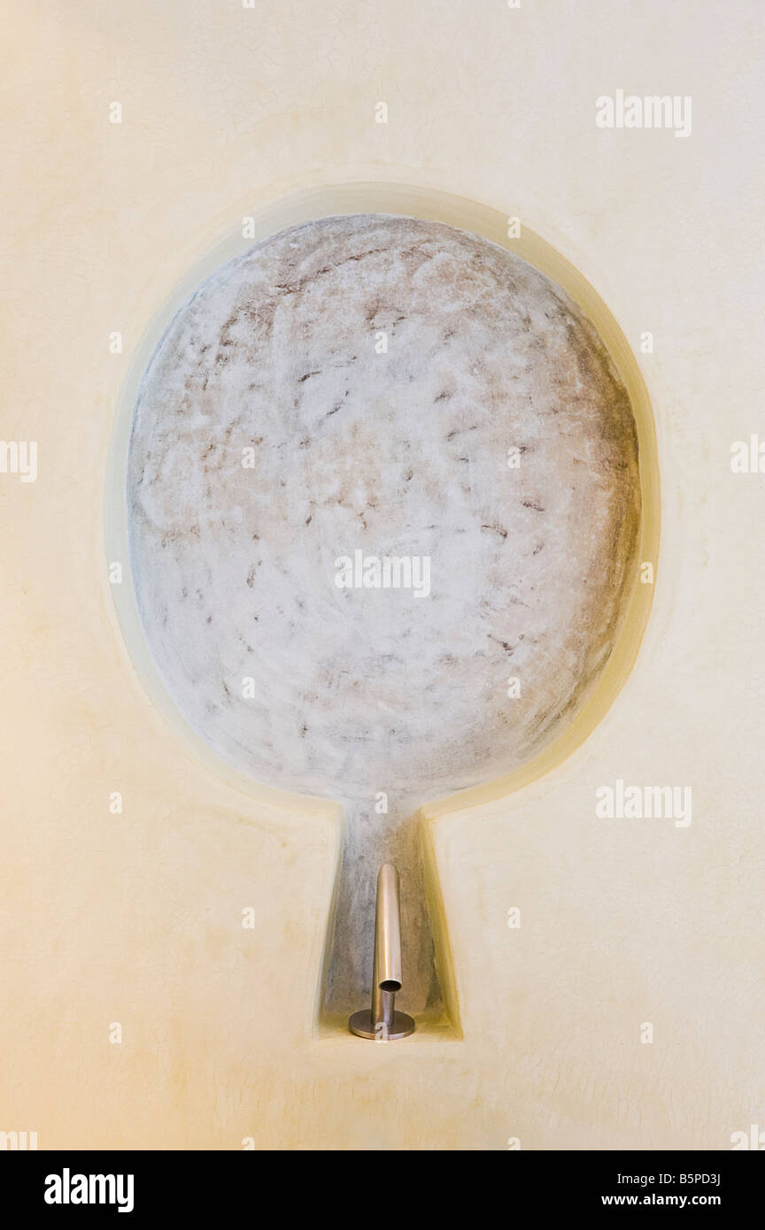 Showcase bathroom sink with Moroccan plaster walls technique called ...