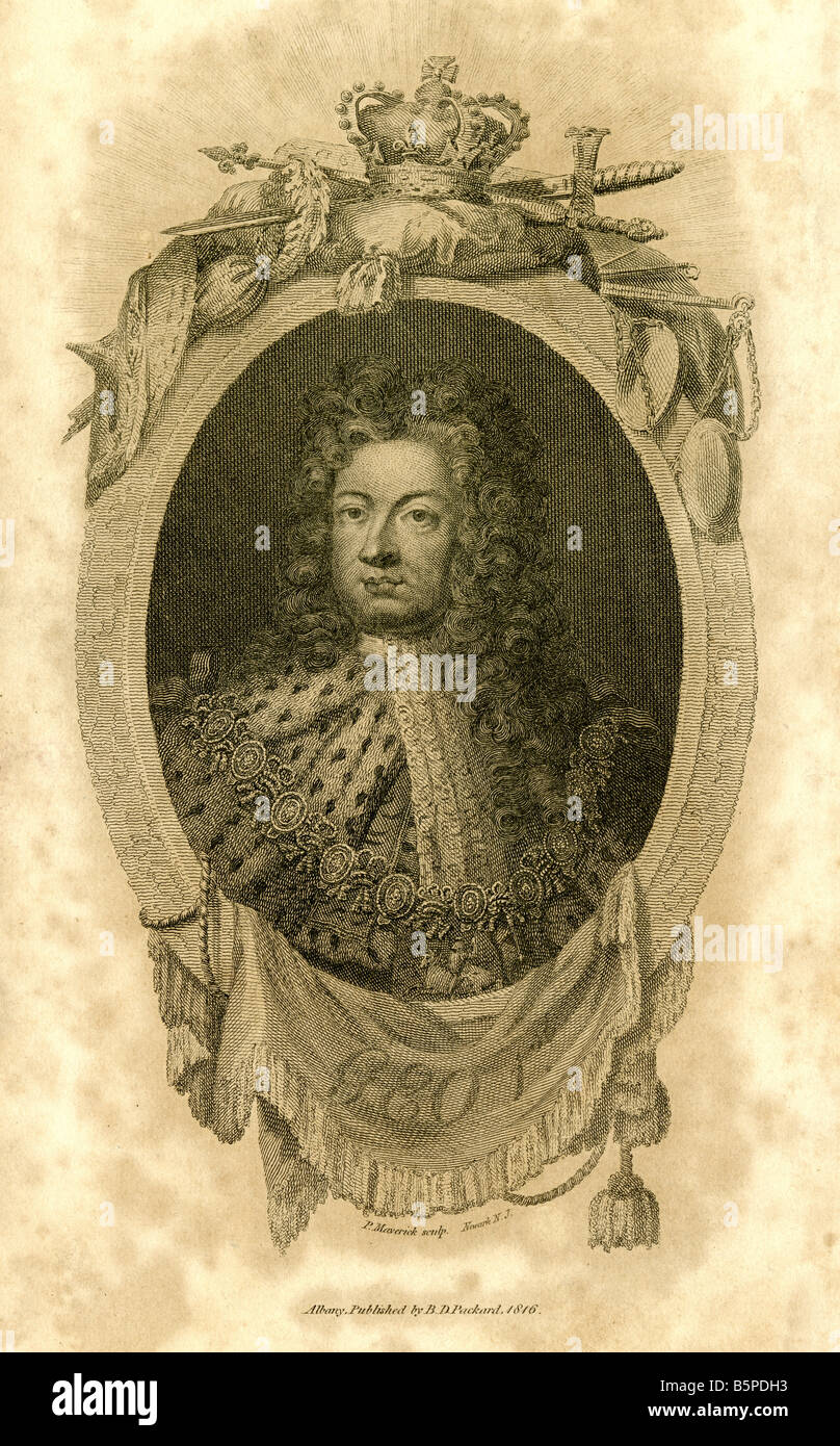 Antique engraving of George I of Great Britain Stock Photo - Alamy