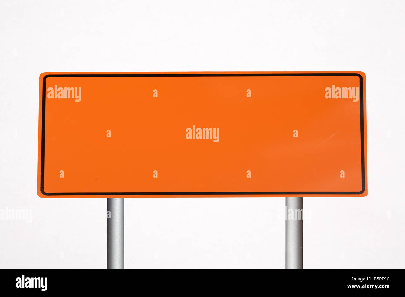 blank rectangle orange construction sign Stock Photo - Alamy