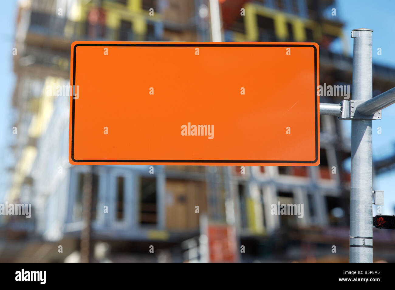 blank rectangle orange construction sign Stock Photo - Alamy