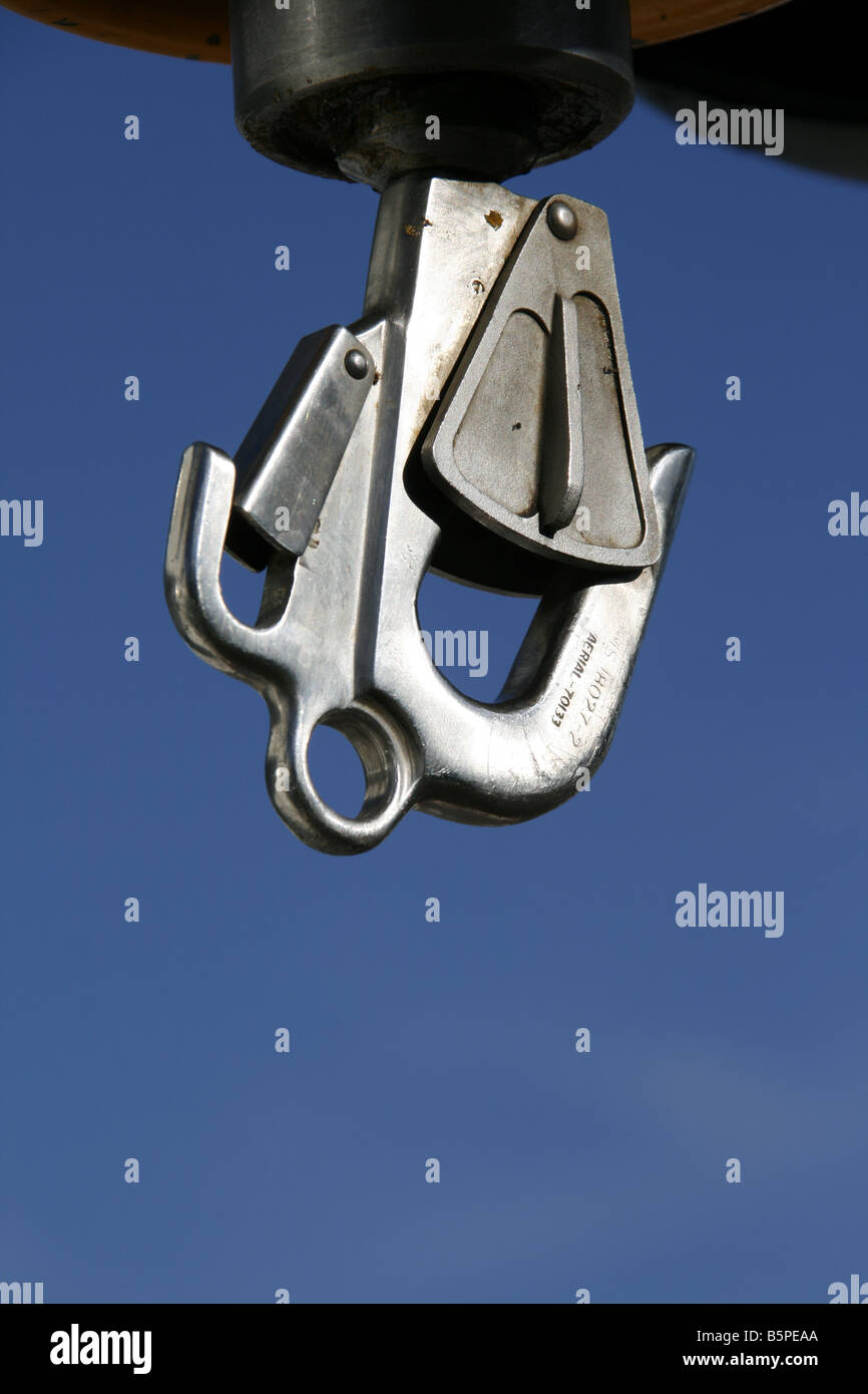 metal winch hook on search rescue helicopter Stock Photo - Alamy