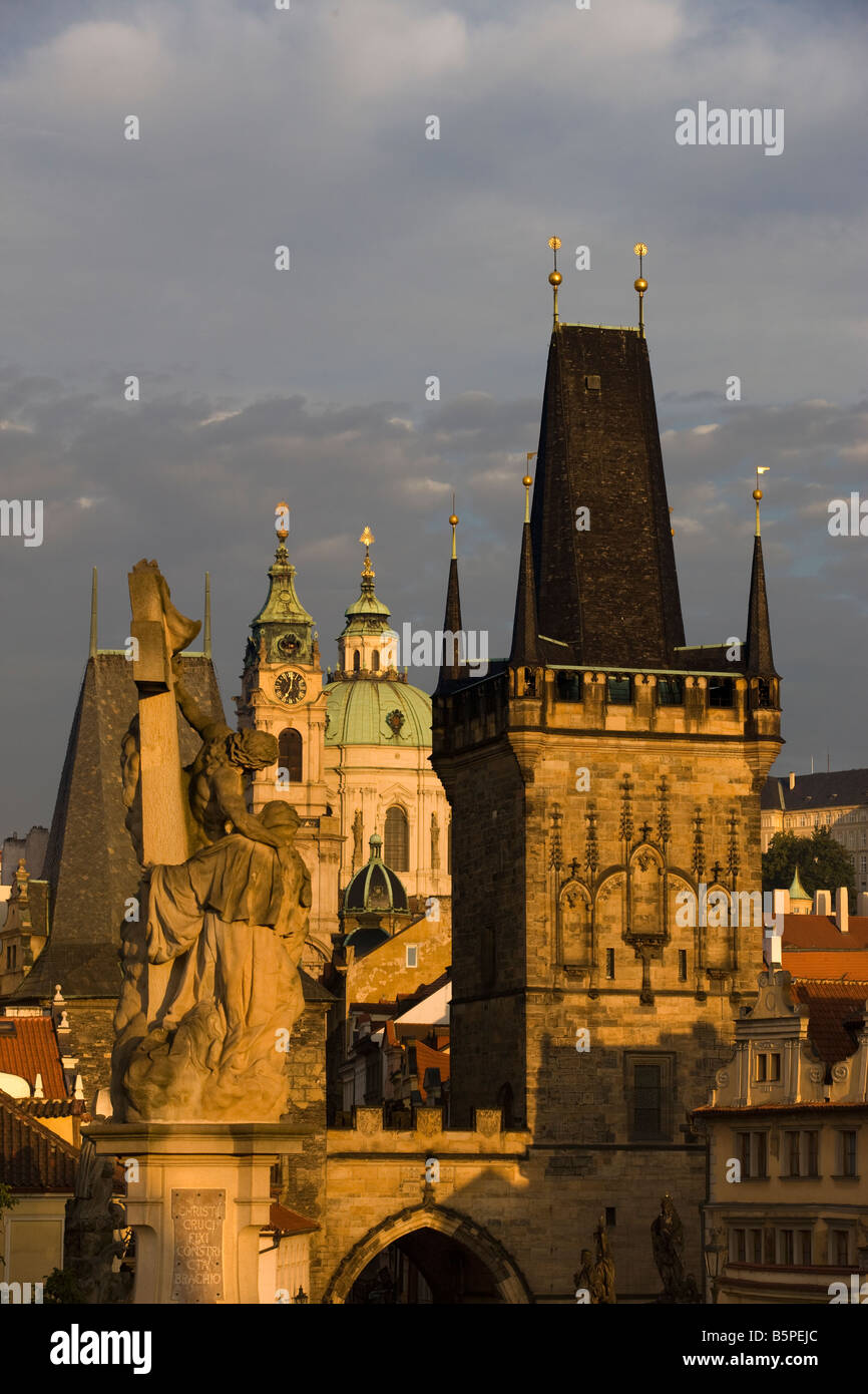 BAROQUE STATUES KING CHARLES IV BRIDGE PRAGUE CZECH REPUBLIC Stock ...