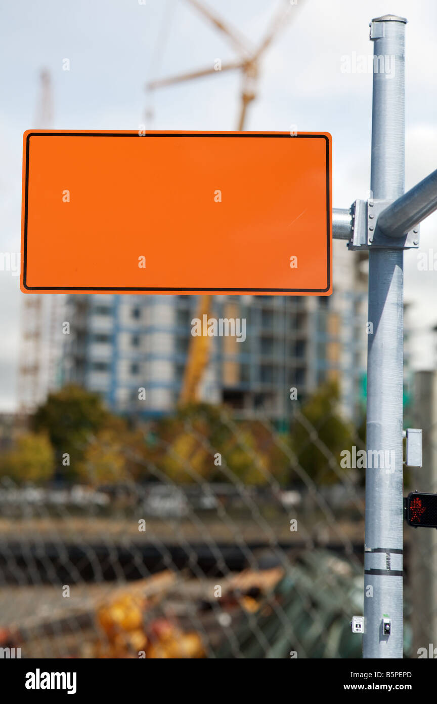 blank rectangle orang construction sign Stock Photo - Alamy