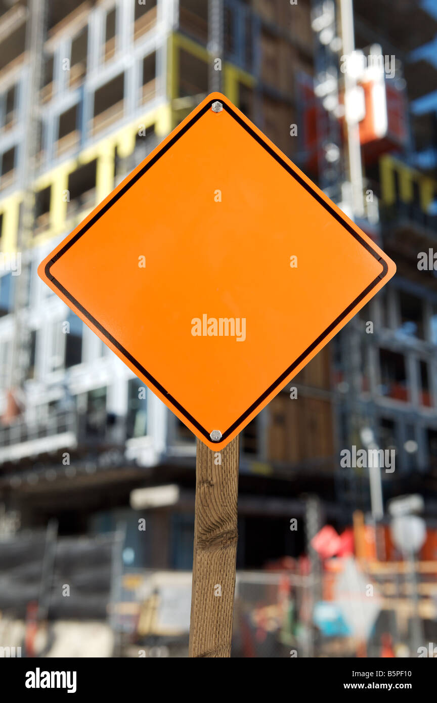 Blank Orange Road Sign