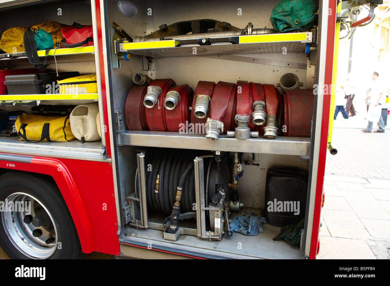Fire Engine apparatus Hose on display in Cambridge UK Stock Photo - Alamy