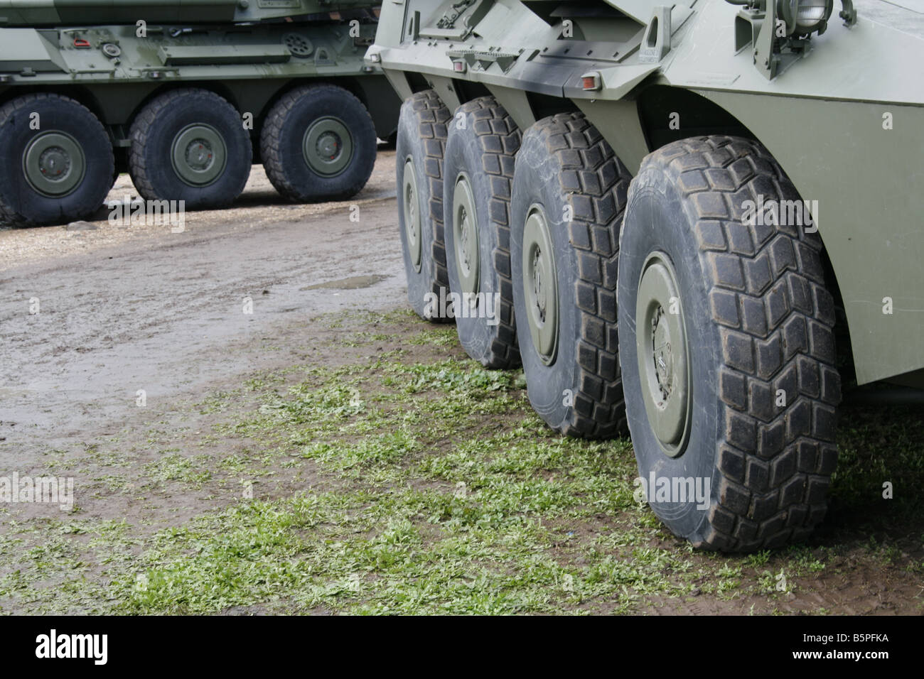 detail of two army tanks on battle field at military open day Stock ...