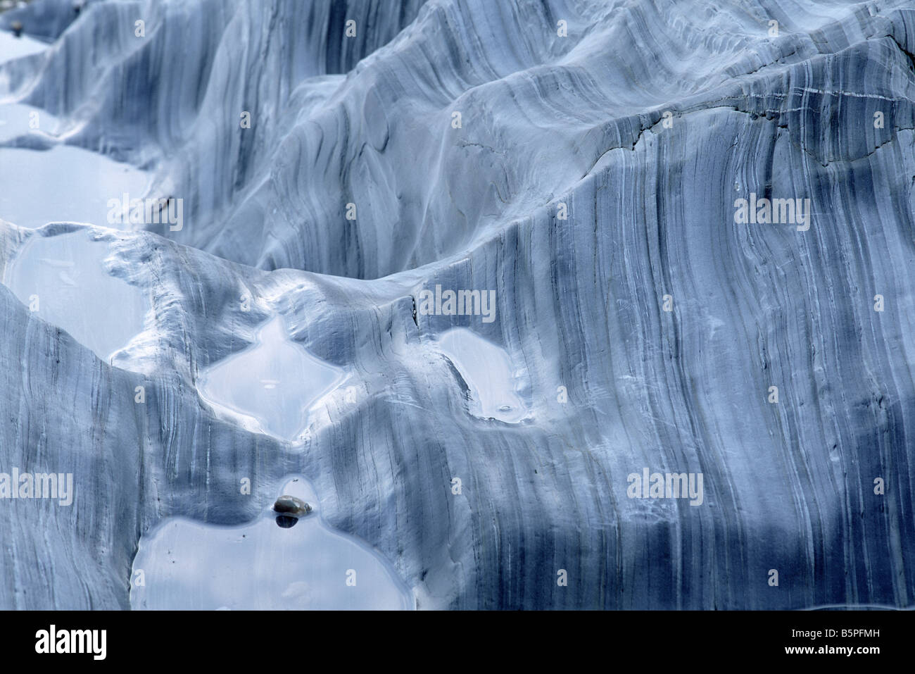 Rock Pools in the pale blue argillaceous slate rock cliffs at Torcross ...