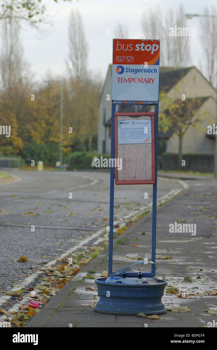 Temporary bus stop sign hi-res stock photography and images - Alamy