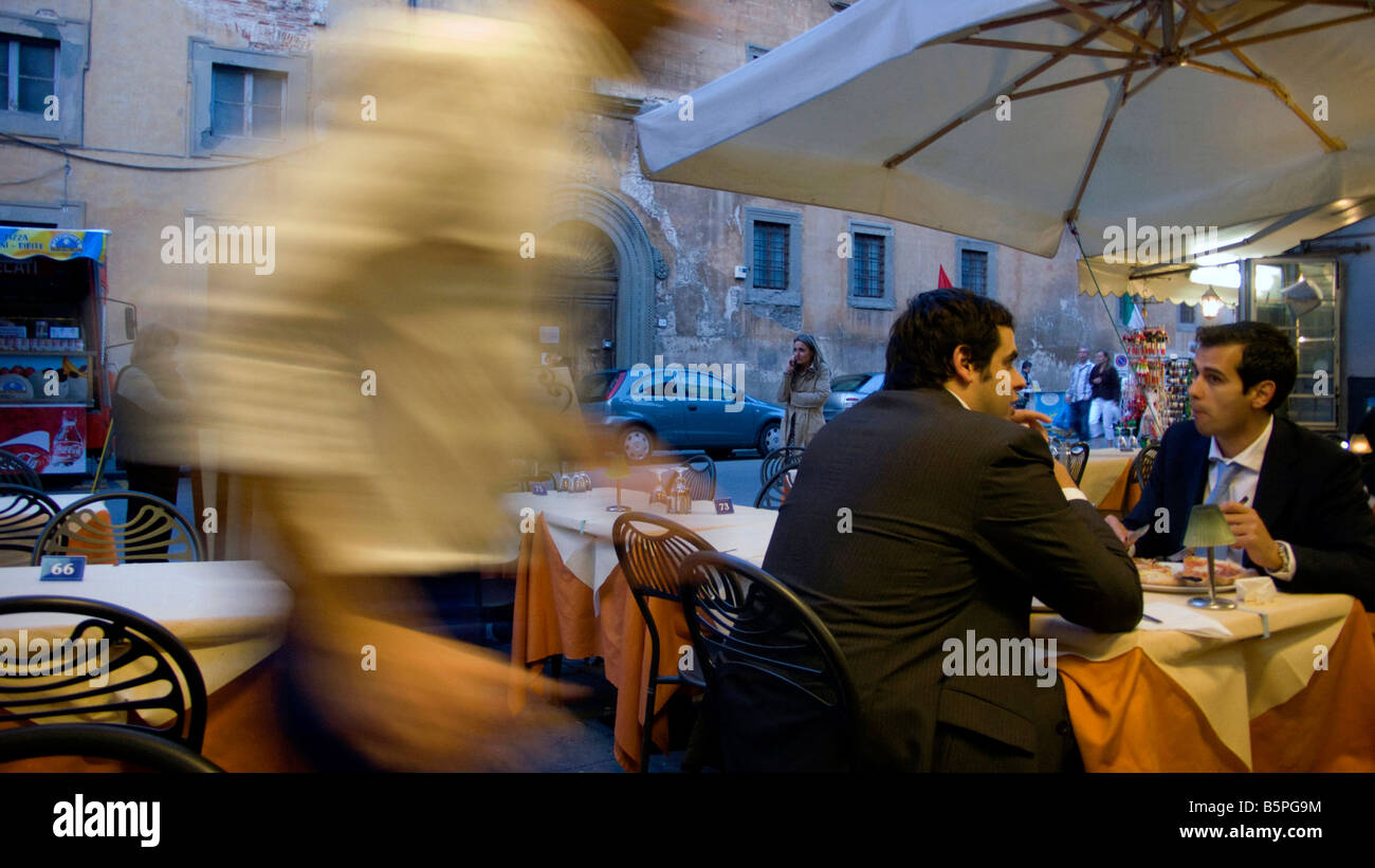 A sidewalk cafe near the Leaning Tower of Pisa in Pisa Italy Stock ...