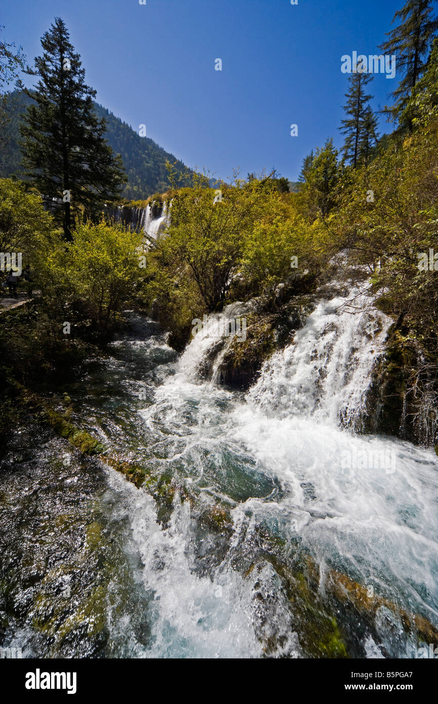 Promising Bright Bay Waterfall, or Nuorilang Pubu, in Jiuzhaigou nature ...