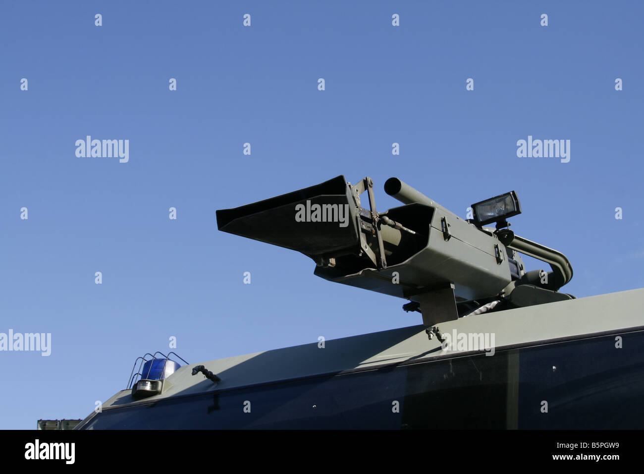 detail of water spray system on army fire brigade Stock Photo - Alamy