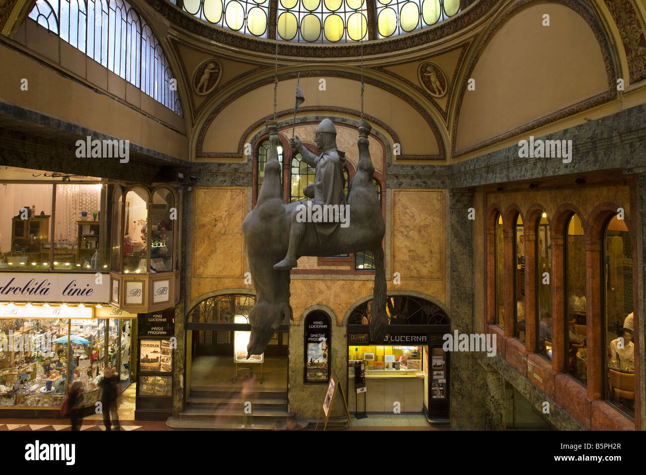 SAINT WENCESLAS HORSE SCULPTURE LUCERNA PASSAGE MALL PRAGUE CZECH ...