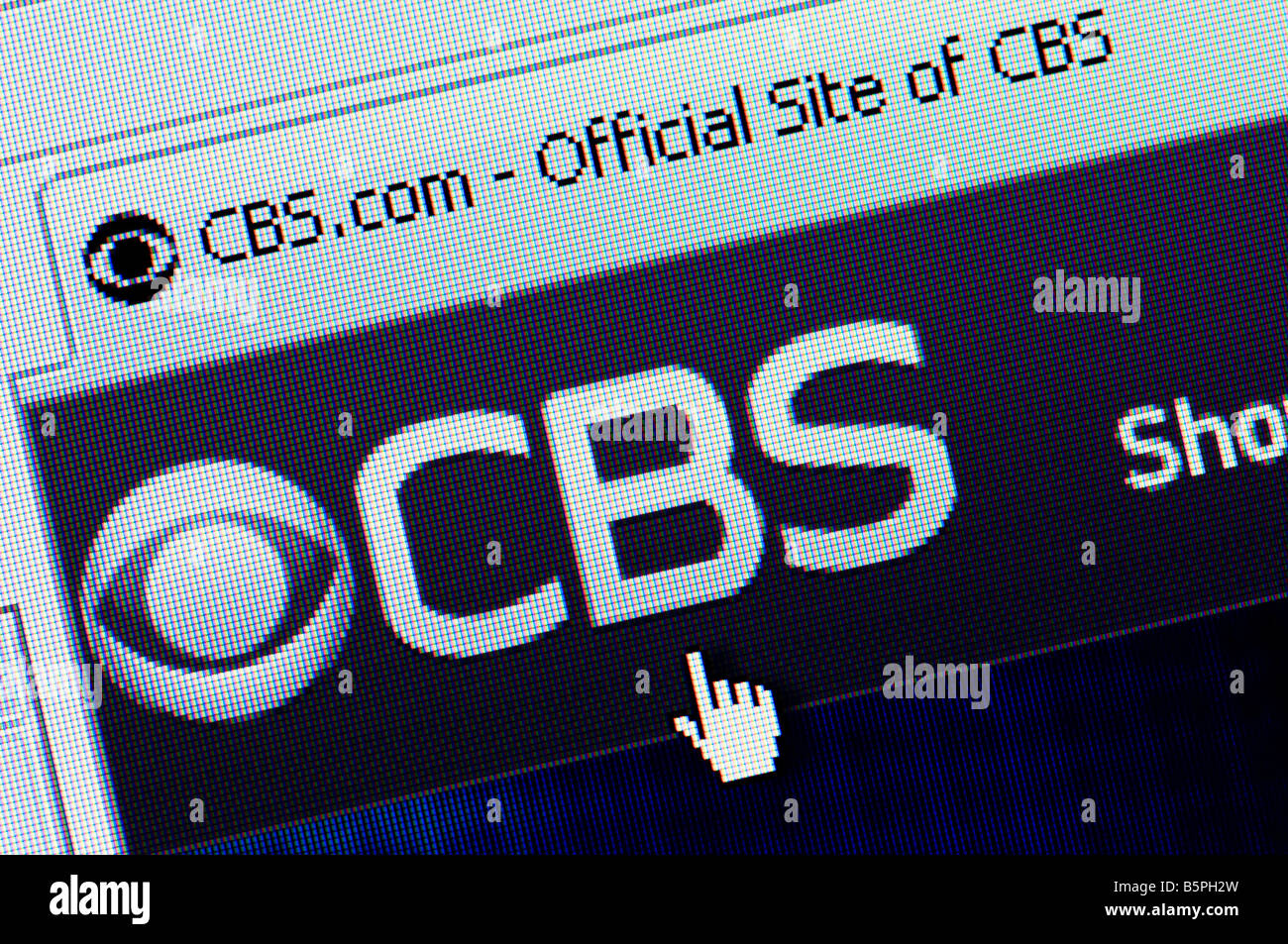 Macro screenshot of CBS American TV network website Editorial use only ...