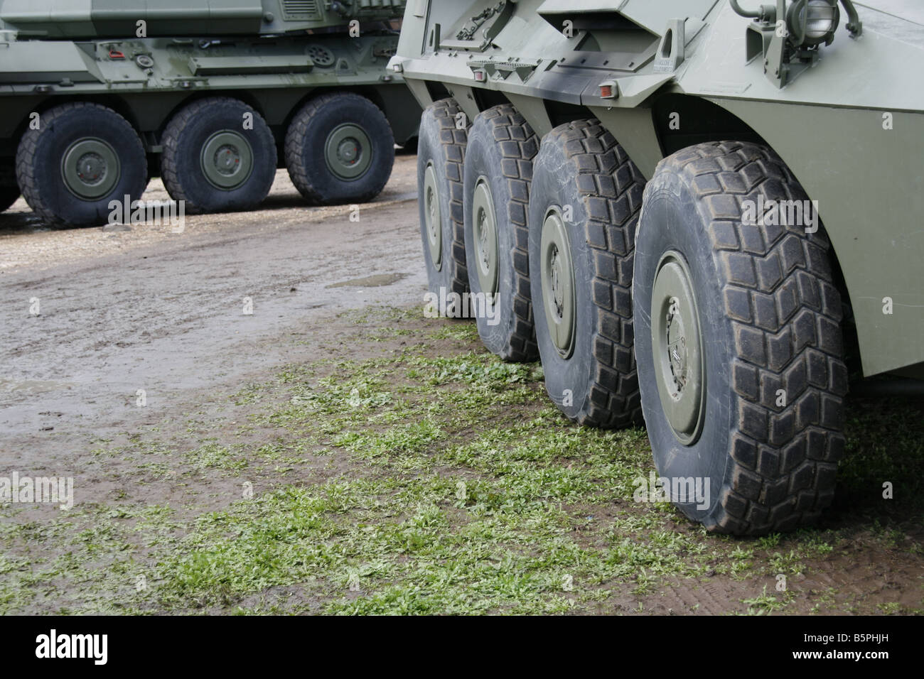 detail of two army tanks on battle field at military open day Stock ...