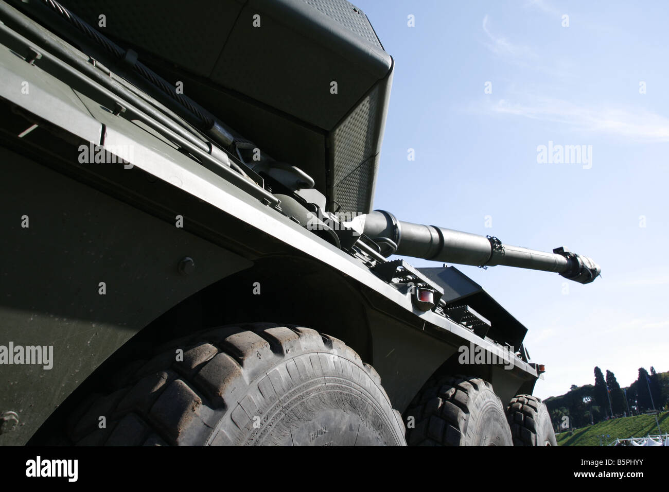 detail of army tank on battle field at military open day Stock Photo ...