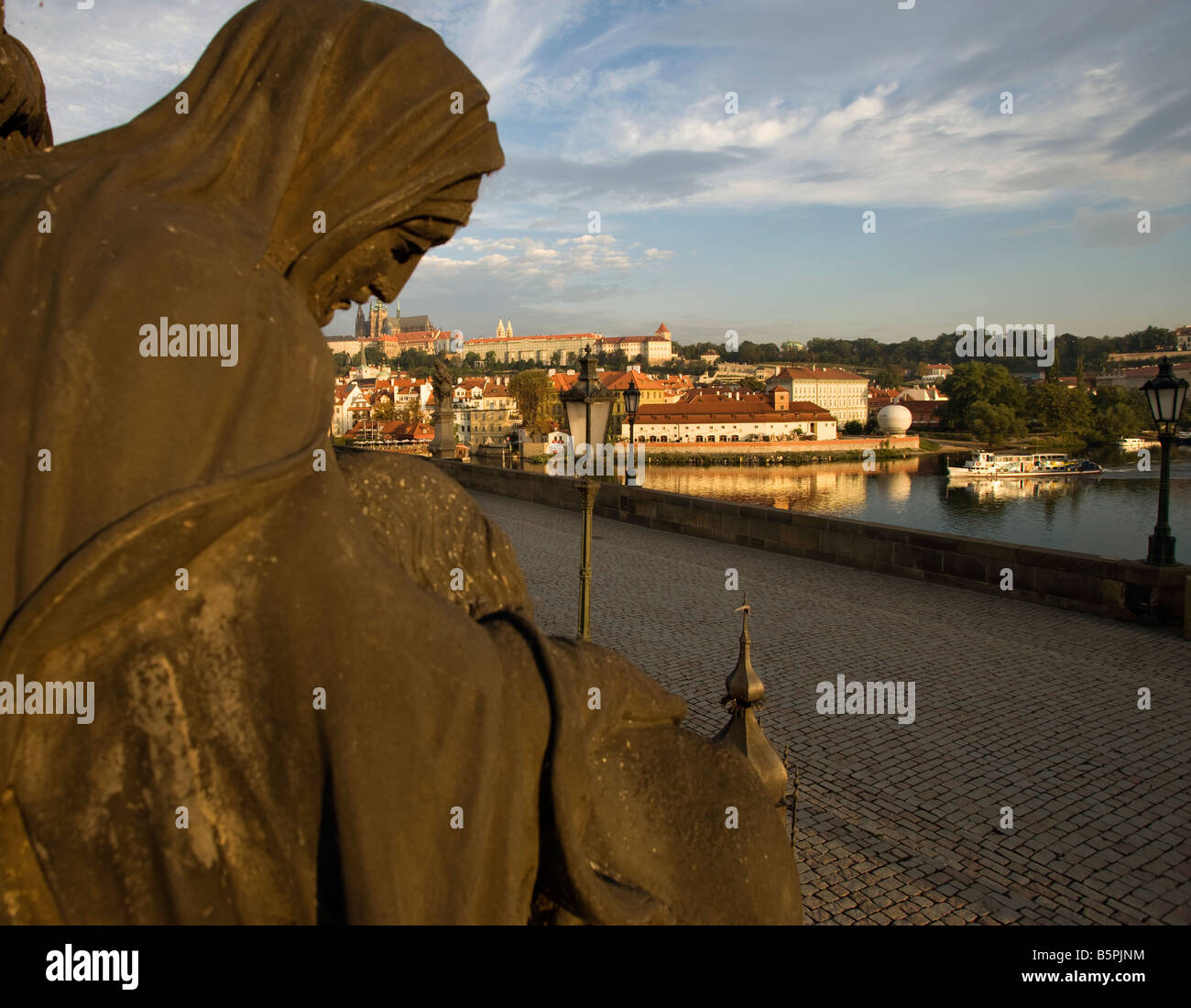 BAROQUE STATUES KING CHARLES IV BRIDGE PRAGUE CZECH REPUBLIC Stock ...