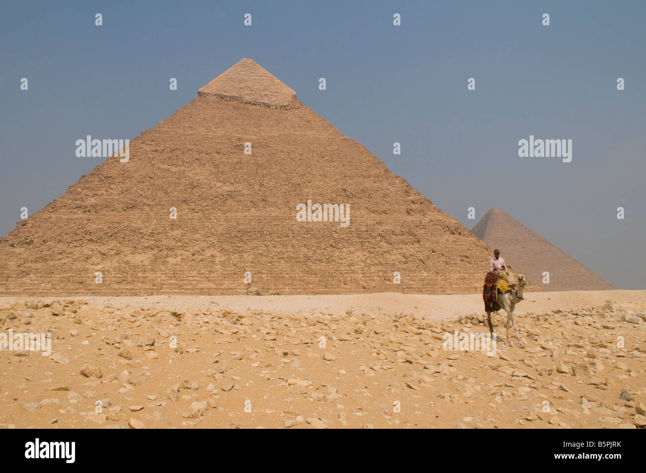 The Pyramid of Khafre or Chephren made of limestone blocks weighing ...