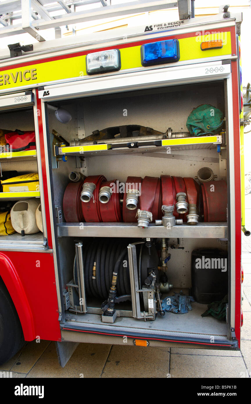 Fire Engine apparatus Hose on display in Cambridge UK Stock Photo - Alamy