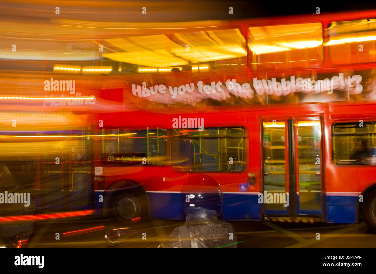 London Bus at Night Stock Photo - Alamy