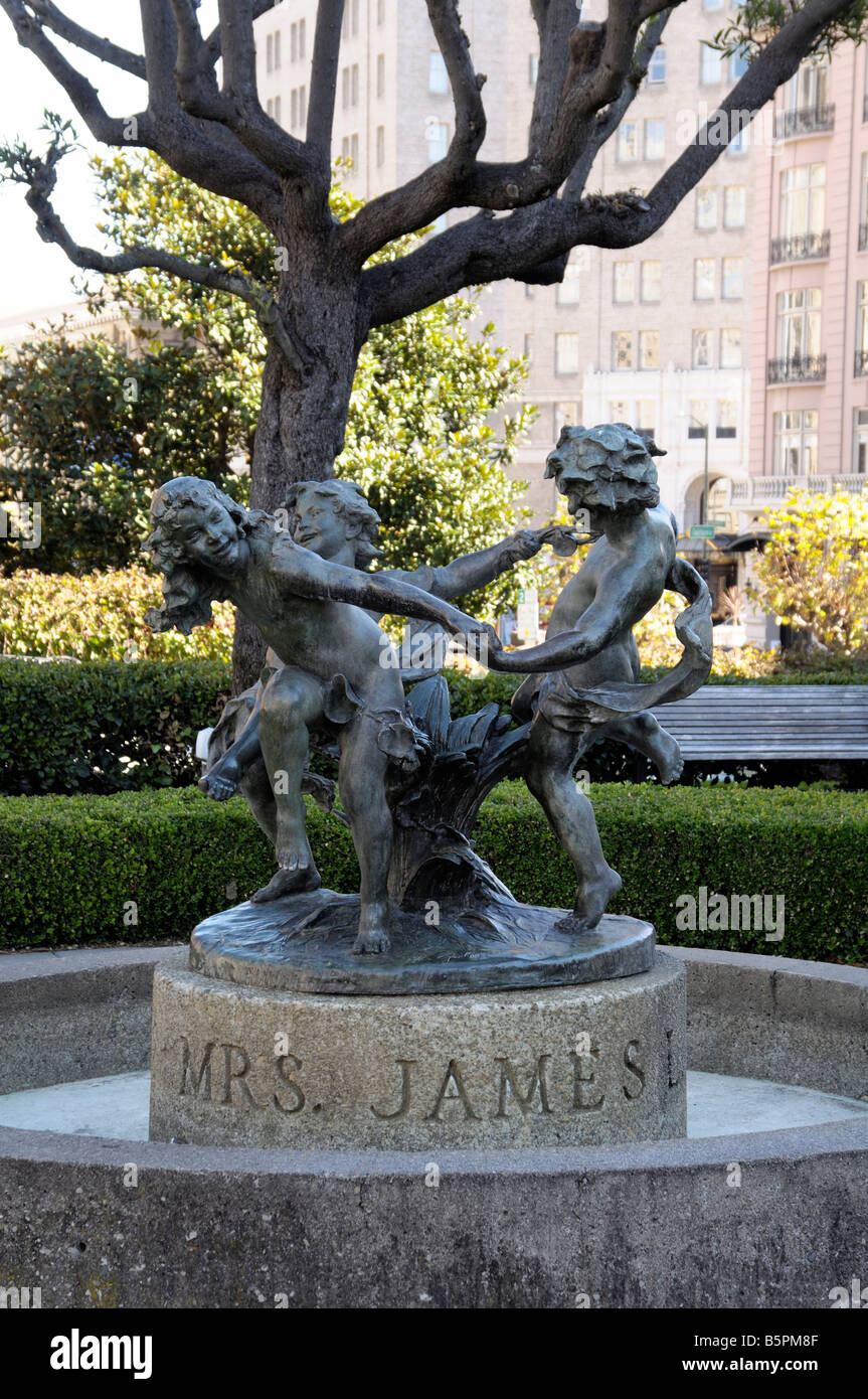 Bronze statue of three dancing sprites by Henri Léon Greber atop a ...