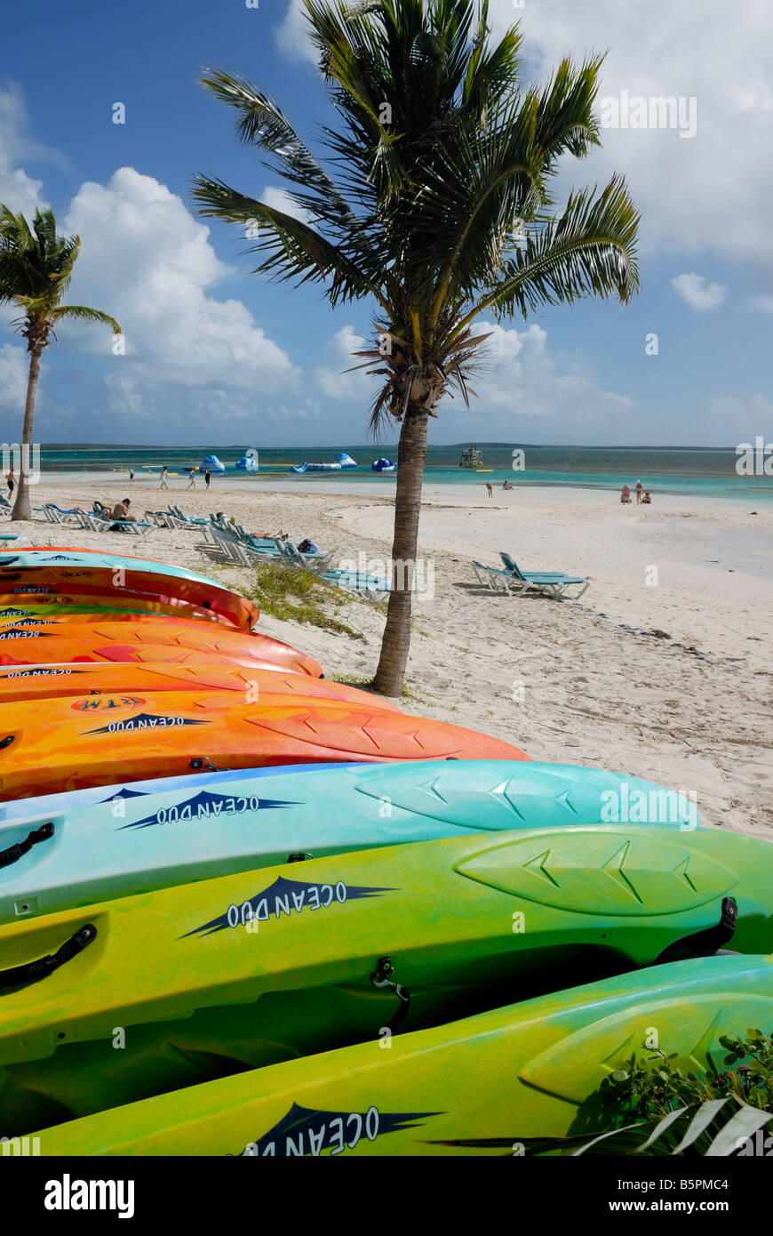 Kayaks on the beach at Little Stirrup Cay, Bahamas - one of the Berry ...