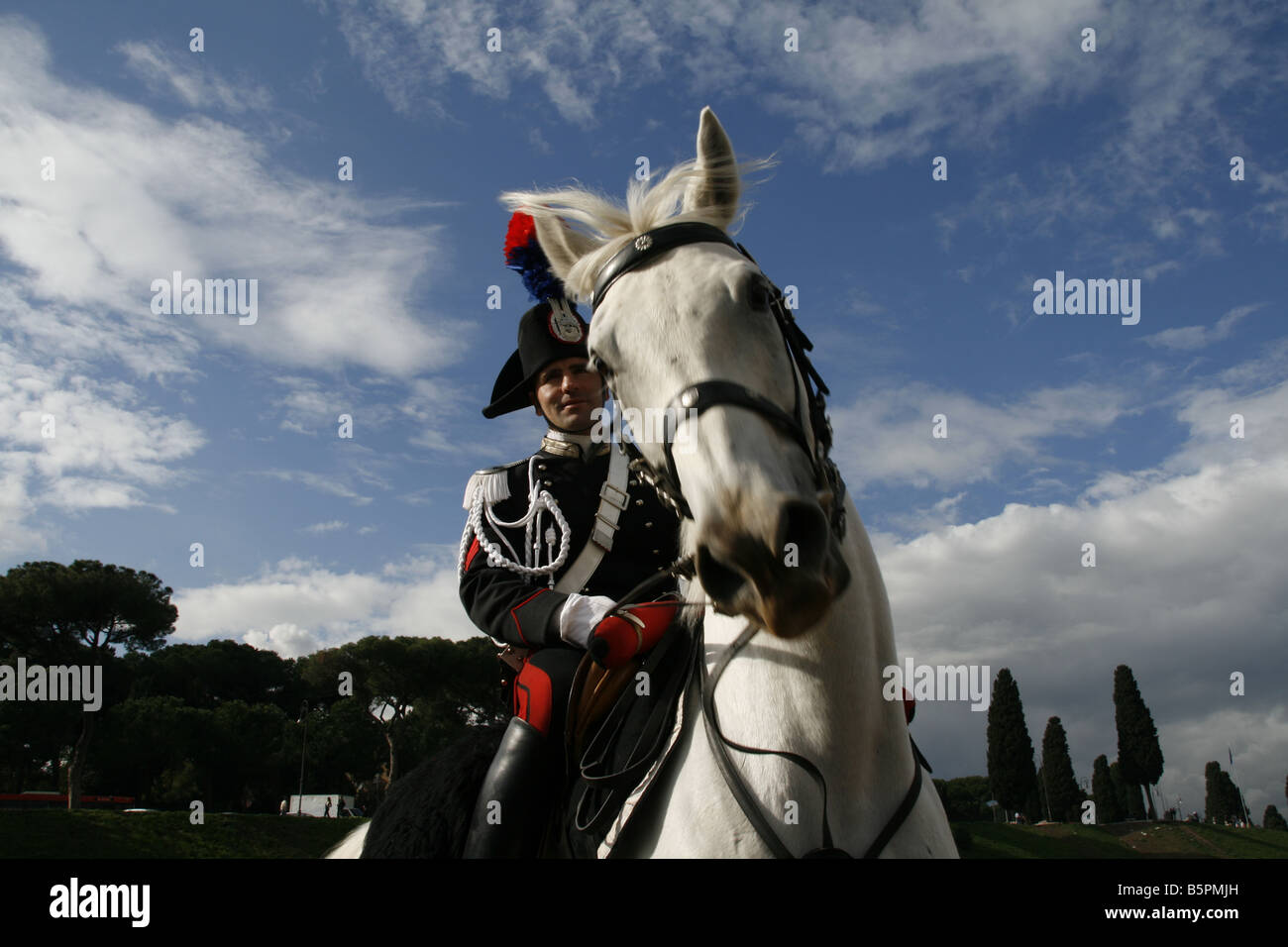 horse mounted carabinieri police in traditional costume at event in ...