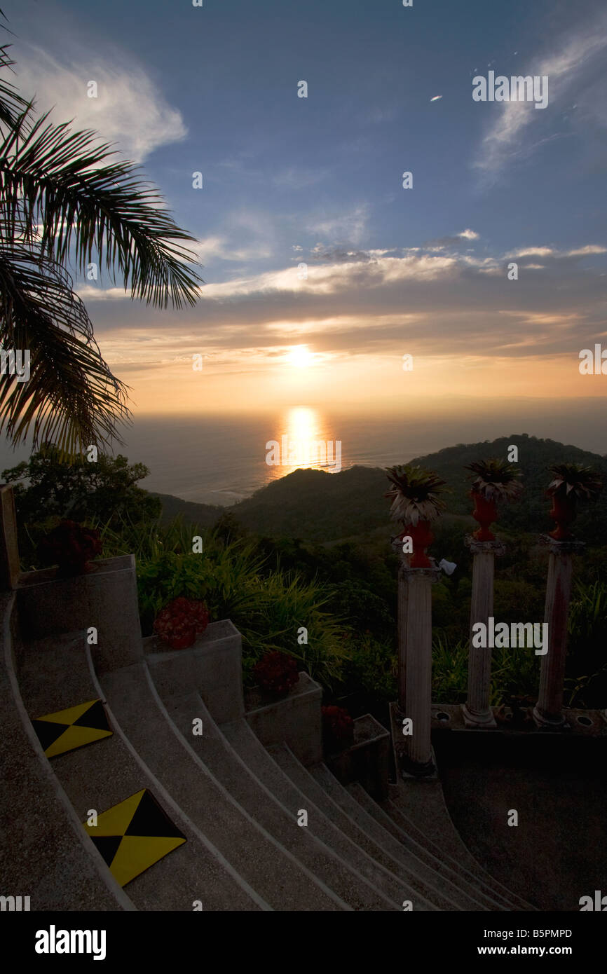 Illuminated Costa Rican amphitheater at sunset Stock Photo - Alamy