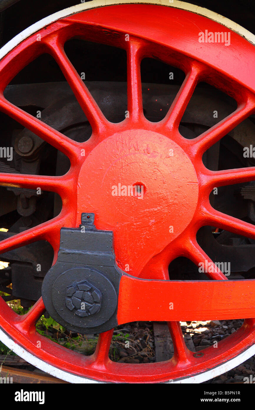 Red steam engine wheel Stock Photo - Alamy