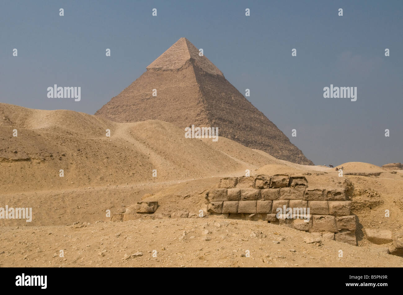 The Pyramid of Khafre or Chephren made of limestone blocks weighing ...