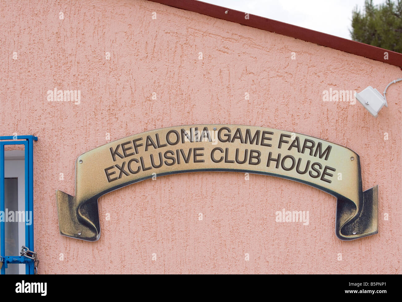 Club House sign at Kefalonia Game Farm, Kefalonia, Greece Stock Photo ...