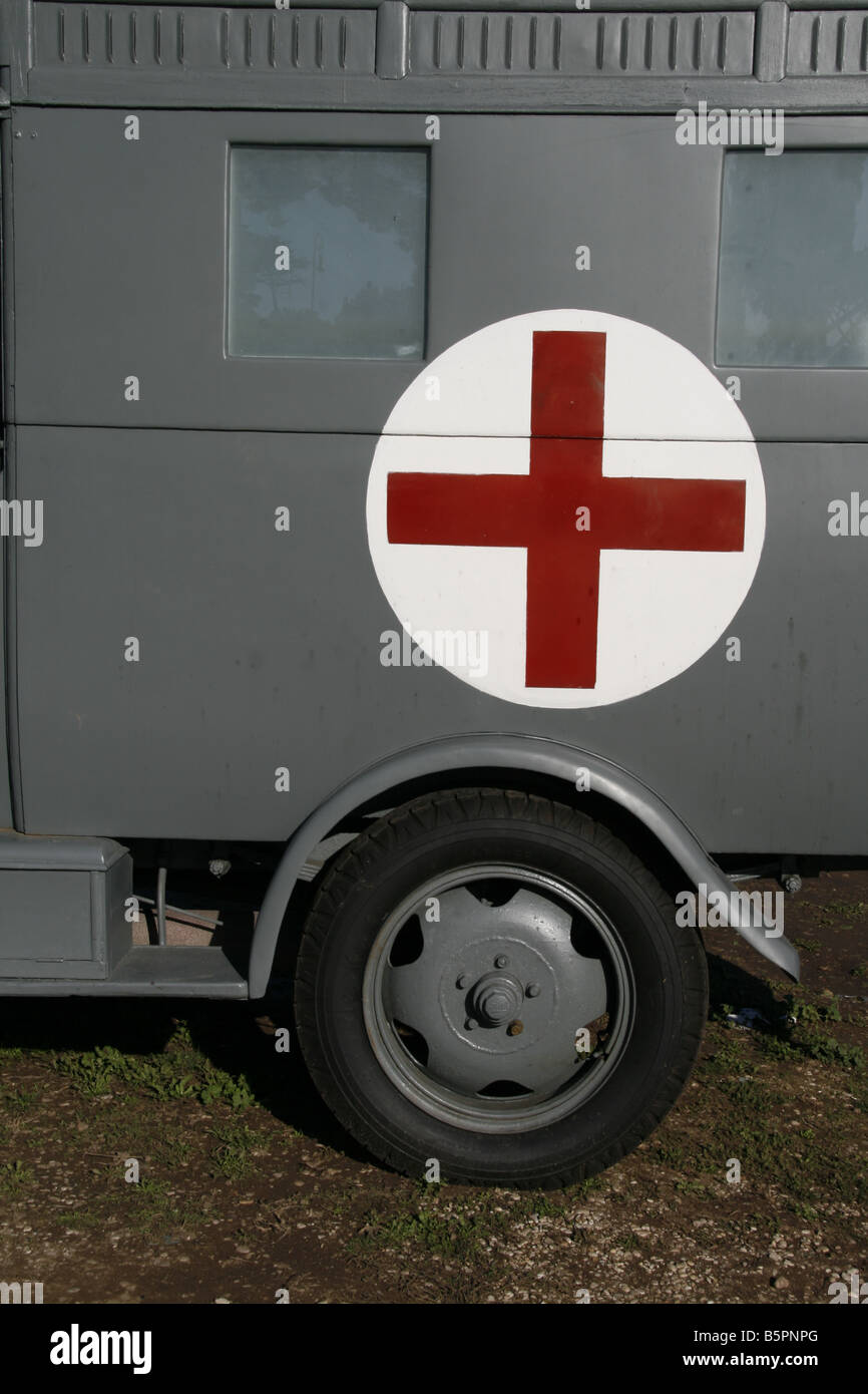 old style italian military army ambulance with red cross symbol Stock ...
