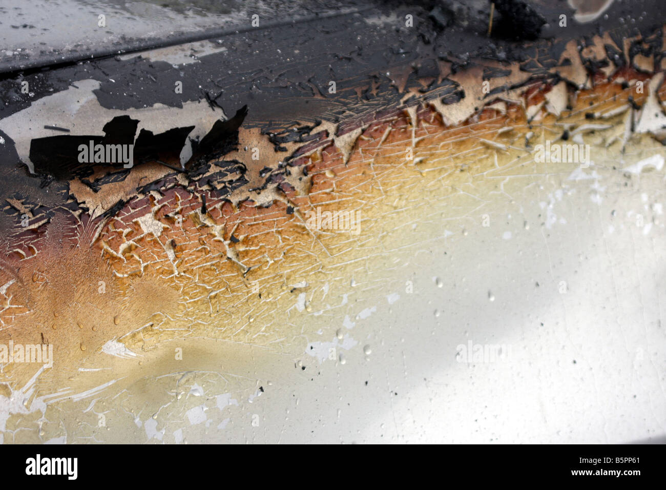 The burnt damage to the paint of a car after a fire Stock Photo - Alamy