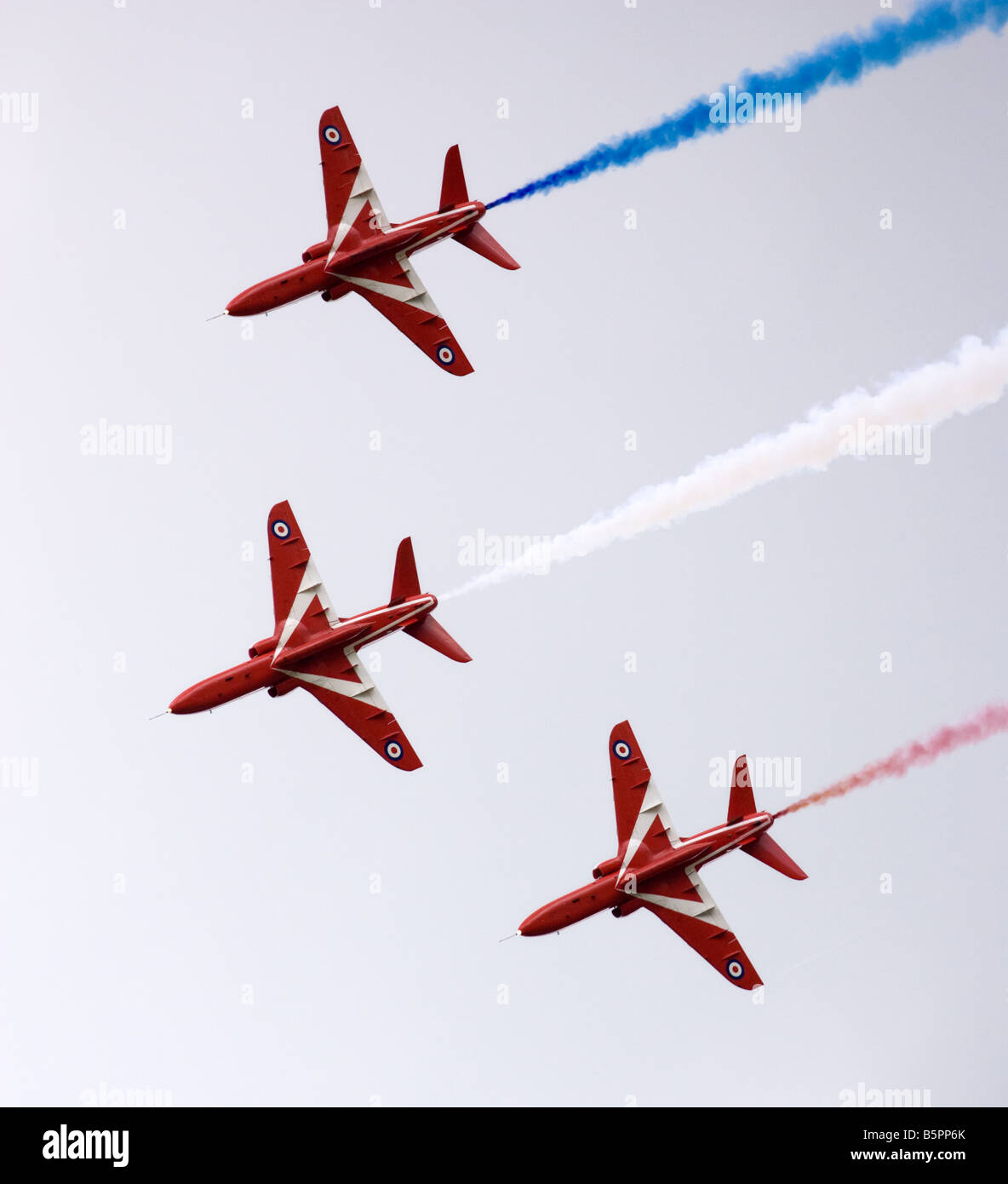 The RAF Red Arrows Aerobatic Team flying BAE Hawk T1 aircraft are ...
